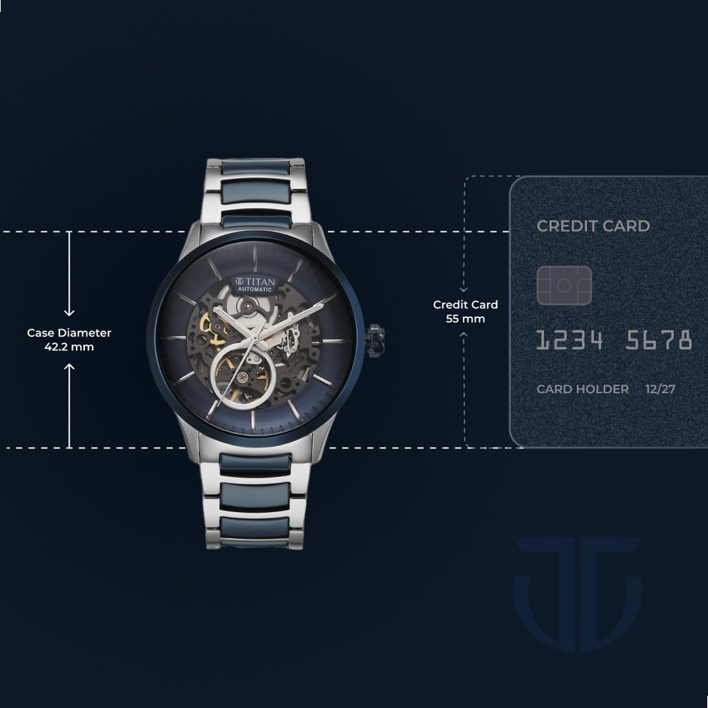 Buy Online Titan Ceramic Fusion Automatic Blue Dial Silver Dual-Toned ...