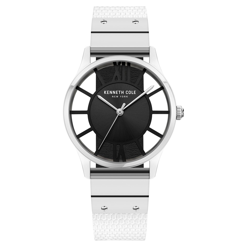 Buy Online Kenneth Cole Quartz Analog Black Dial Leather Strap Watch ...