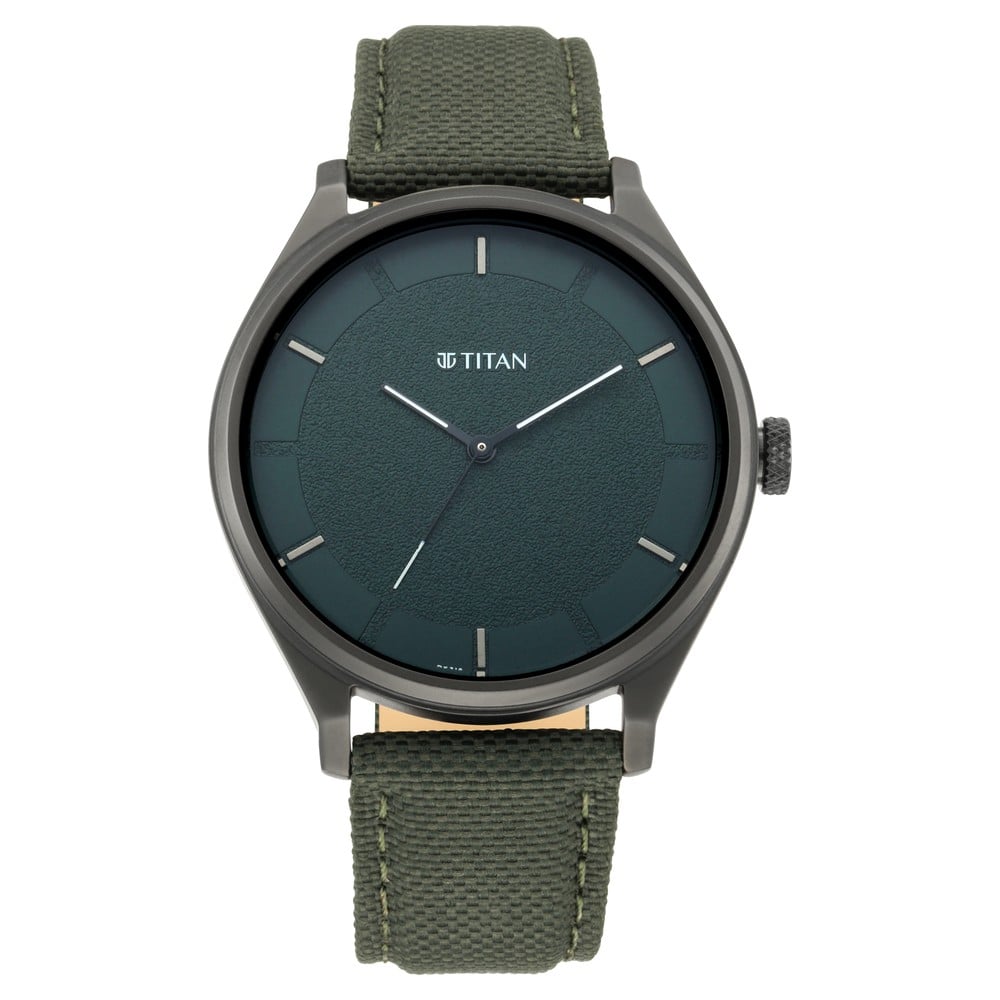 Buy Online Titan Workwear Green Dial Analog Leather Strap Watch for Men ...