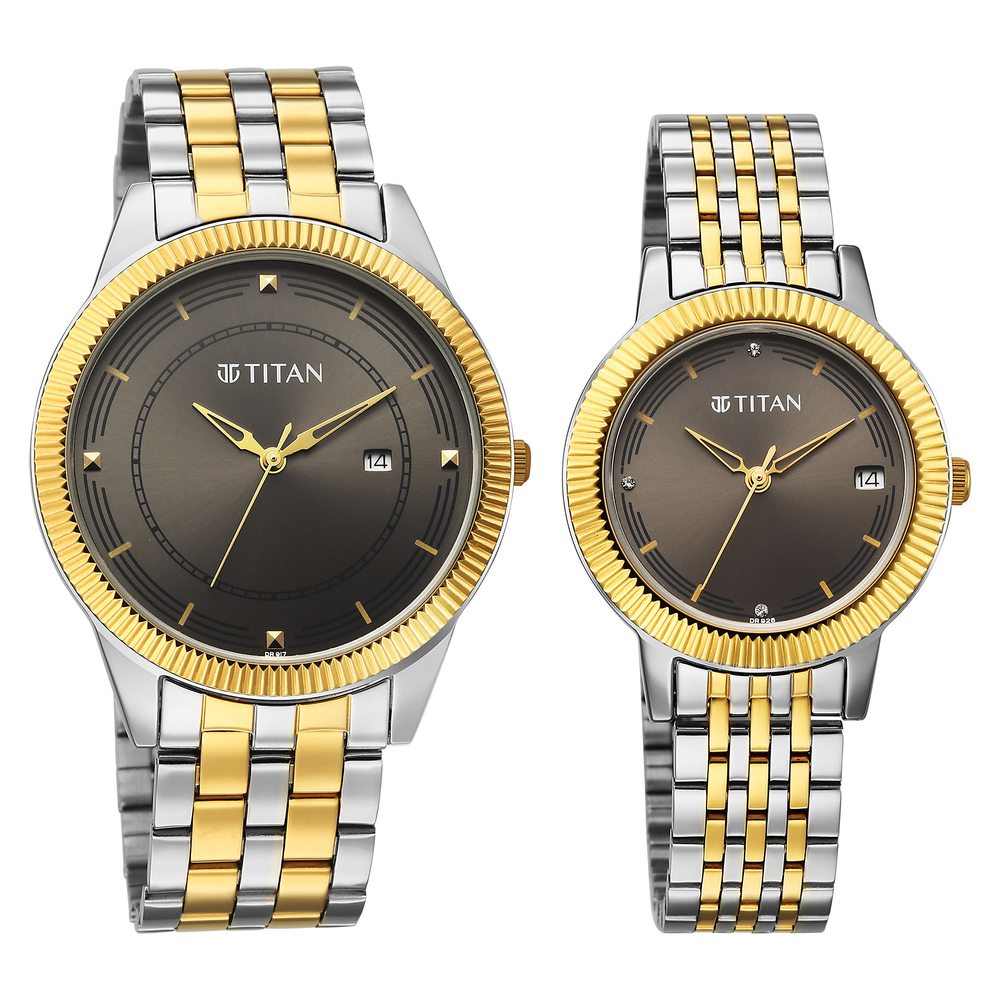 Buy Online Titan Bandhan Eternal Pair Analog with Date and Gun Dial ...