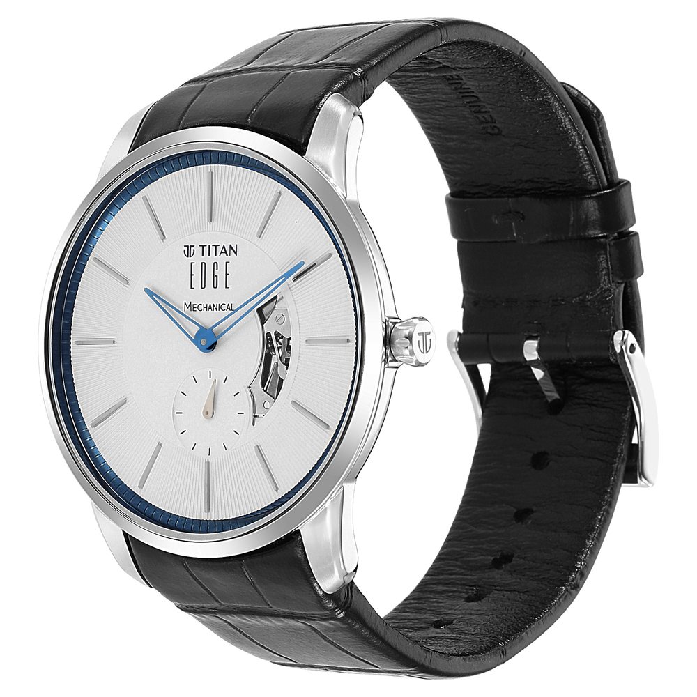 Buy Online Titan Edge Mechanical White Dial Mechanical Leather Strap ...