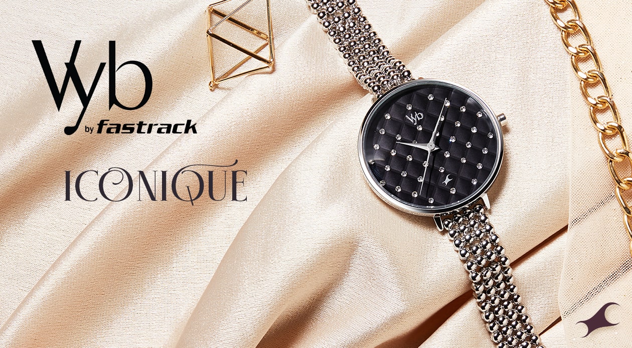 Buy Online Fastrack Vyb Iconique Quartz Analog Black Dial Metal Strap ...