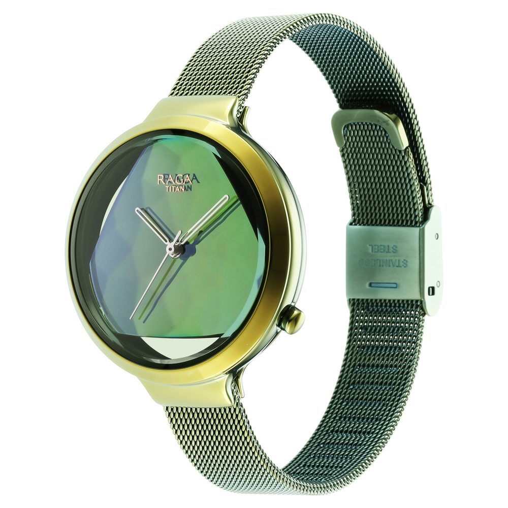 Buy Online Titan Raga Moments of Joy Green Dial Analog Stainless Steel ...