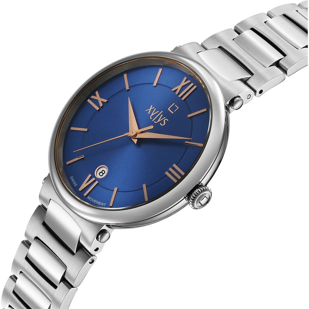 Buy Online Xylys Quartz Analog with Date Blue Dial Silver Stainless ...