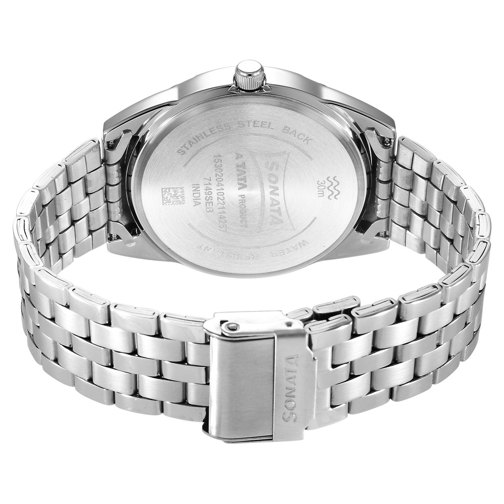 Buy Online Sonata RPM Analog with Date Blue Dial Stainless Steel Strap ...