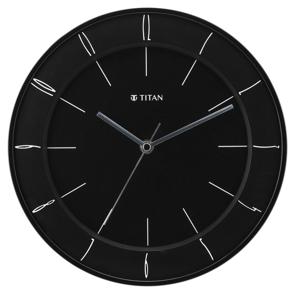Buy Online Titan Contemporary Black Wall Clock with Domed Glass - 27 cm ...