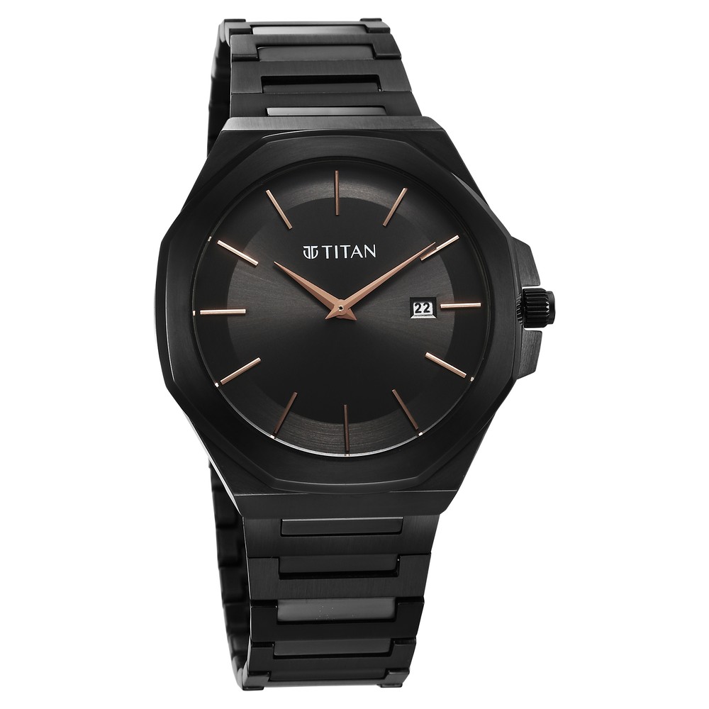Buy Online Titan Classic Slim Quartz Analog with Date Black Dial ...
