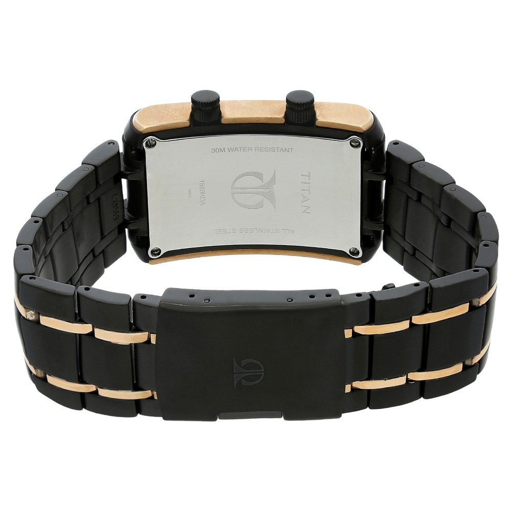 Buy Online Titan Dual Time Black Dial Stainless Steel Strap watch for ...