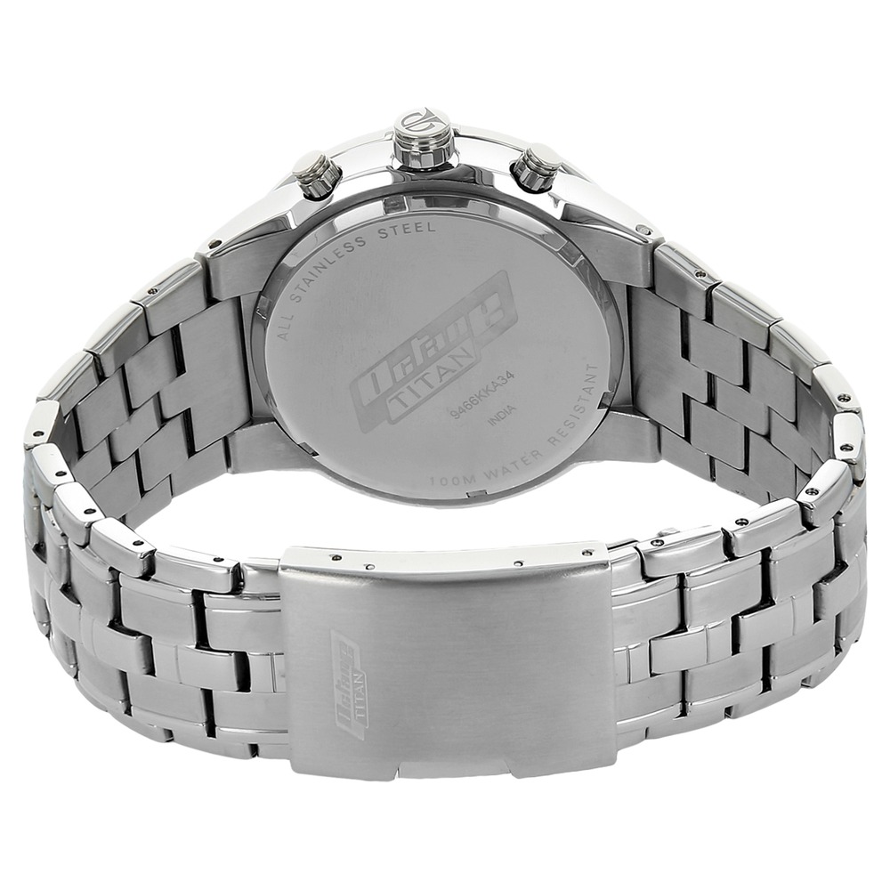 Buy Online Titan Quartz Chronograph Black Dial Stainless Steel Strap ...