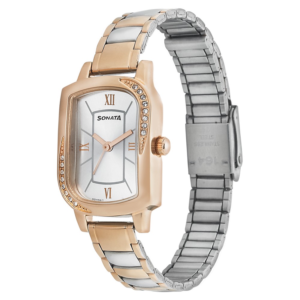 Buy Online Sonata Blush Silver Dial Women Watch With Stainless Steel ...