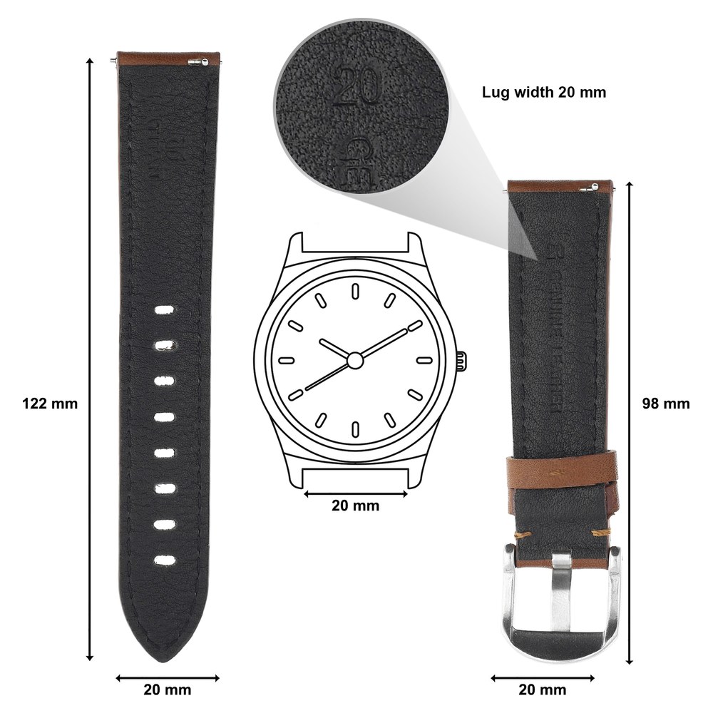 Buy Online 20 mm Brown Genuine Leather Straps for Men - 1001251020s/p ...