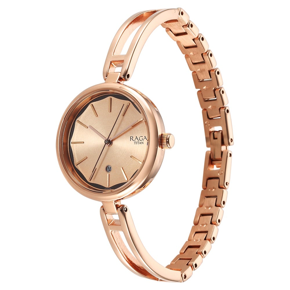 Buy Online Titan Raga Viva White Dial Analog with Date Metal Strap ...
