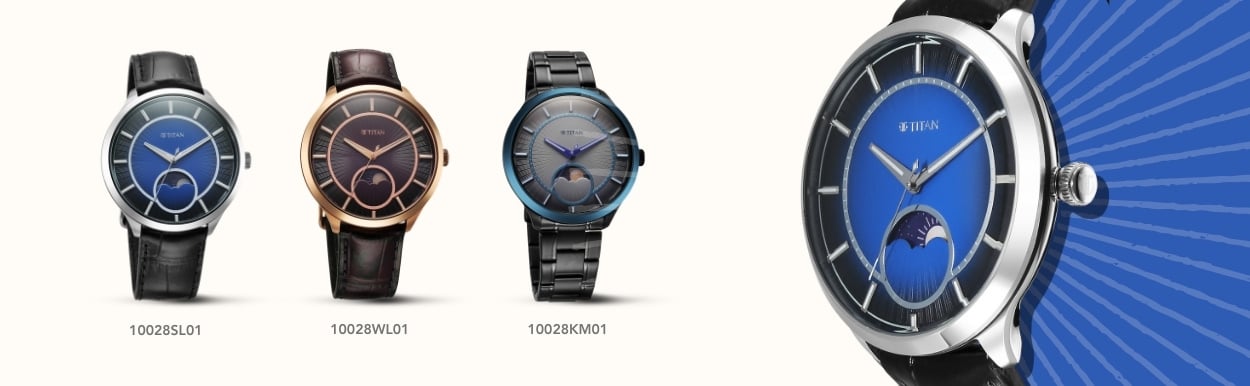 Buy Online Titan Caelum Sun Moon Sub-Dial in Cobalt Blue - Stellar ...