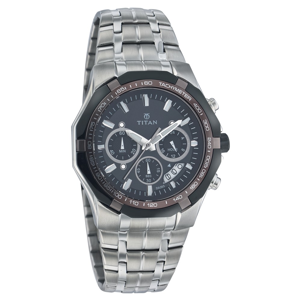 Buy Online Titan Quartz Chronograph Black Dial Watch for Men ...
