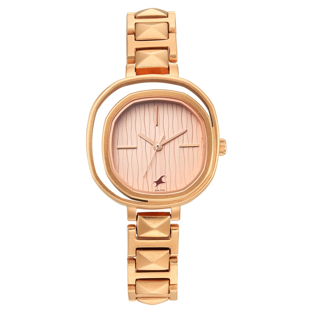 Buy Online Fastrack Opulence Quartz Analog Rose Gold Dial Metal Strap ...