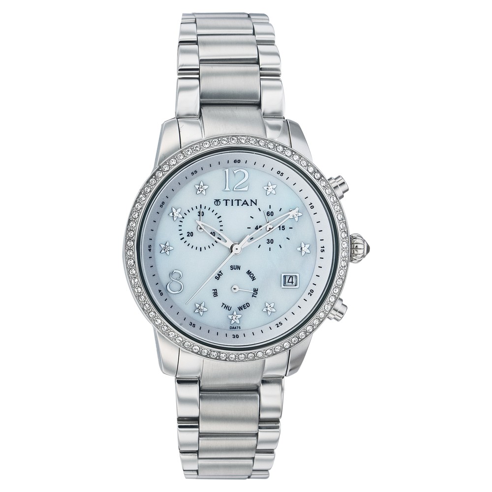 Buy Online Titan Chronograph Mother of Pearl Dial Quartz Stainless ...