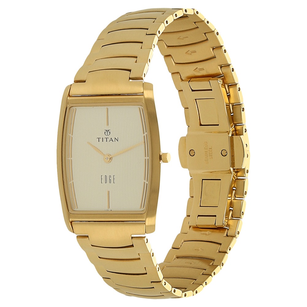Buy Online Titan Edge Quartz Analog Champagne Dial Stainless Steel ...