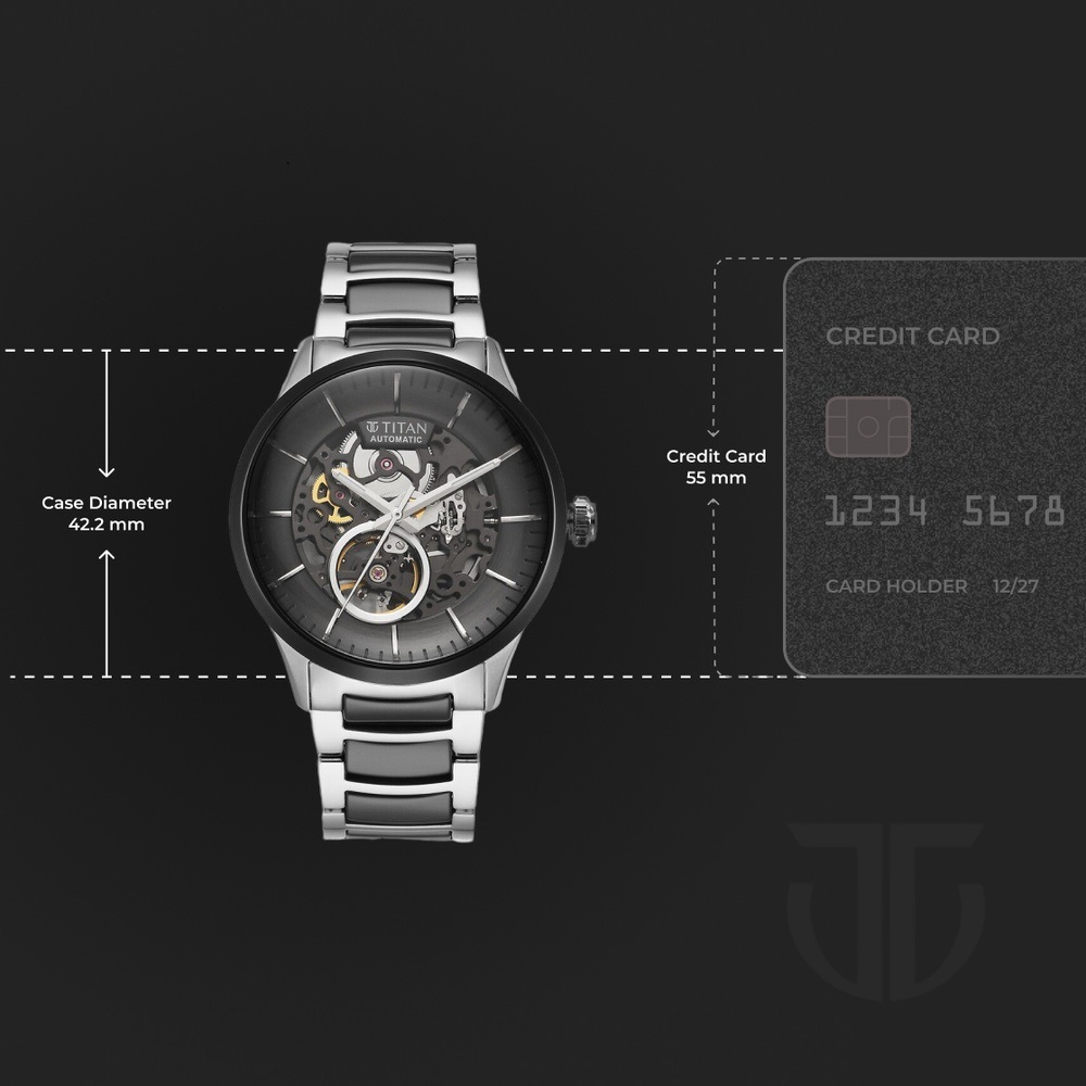 Buy Online Titan Ceramic Fusion Automatic Black Dial Silver Dual-Toned ...
