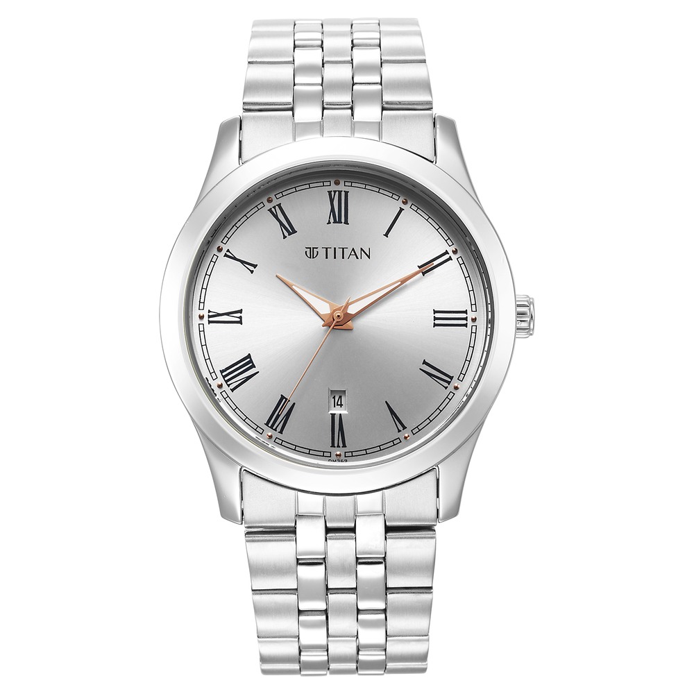 Buy Online Titan Quartz Analog Silver White Dial Metal Strap Watch for ...