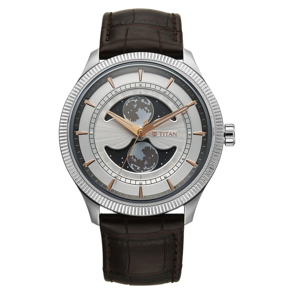 Buy Online Titan Stellar Analog with Dual Moon Phase and Silver Dial ...
