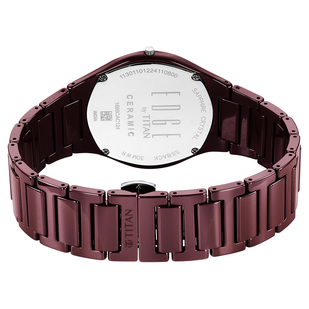 Buy Online Titan Wine Ceramic Quartz Analog Maroon Dial Ceramic Strap ...
