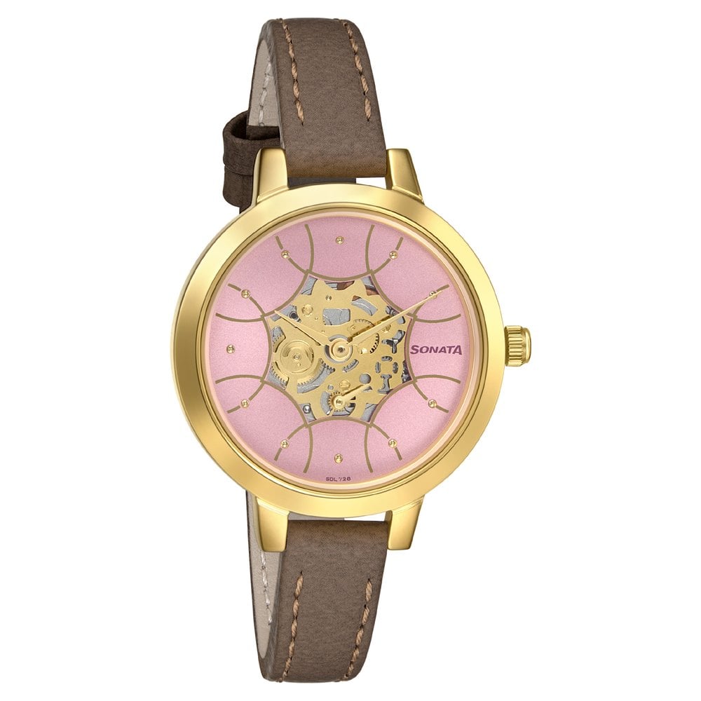 Buy Online Sonata Unveil Quartz Multifunction Leather Strap Watch for ...
