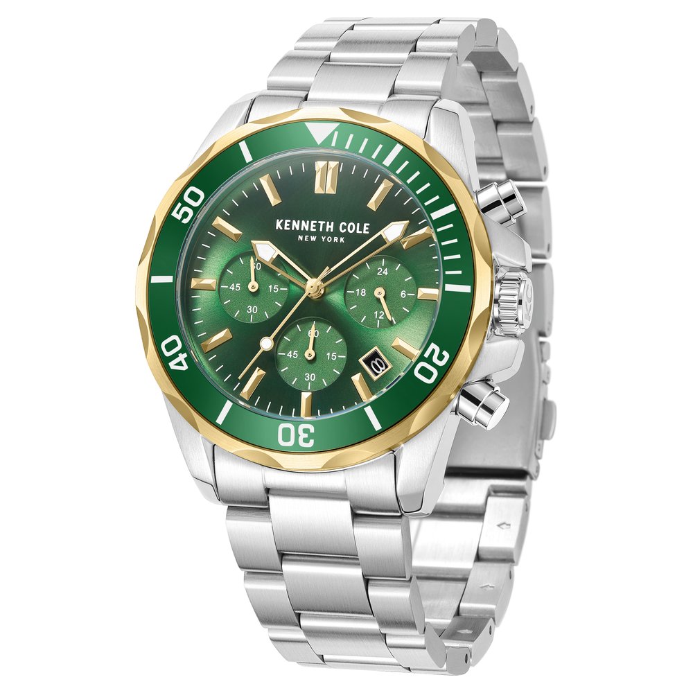 Buy Online Kenneth Cole Quartz Chronograph Green dial Metal Strap Watch ...
