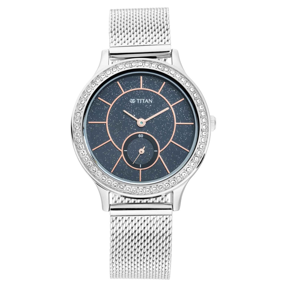 Buy Online Titan Sparkle Silver Dial Analog Metal Strap watch for Women ...