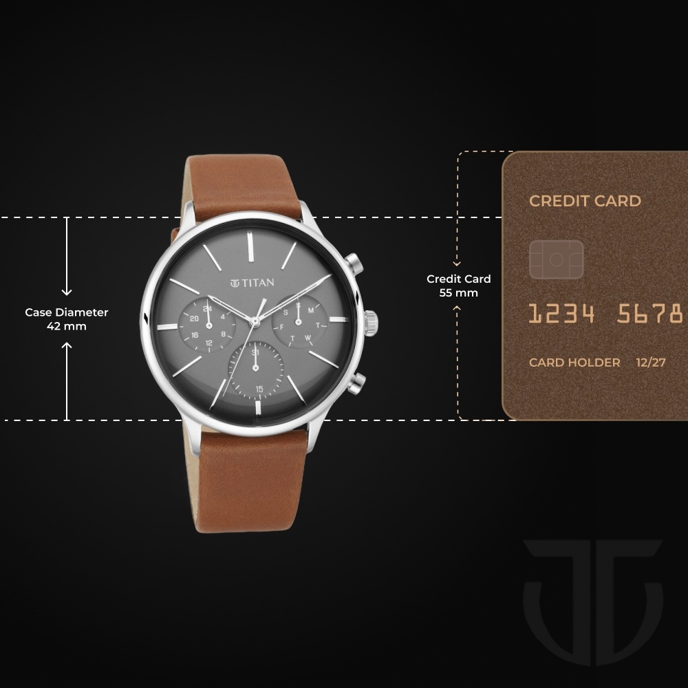 Buy Online Titan Light Leathers Multifunction Black Dial Brown Leather ...