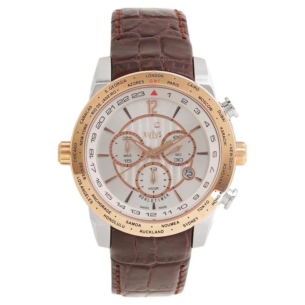 Buy Online Xylys Quartz Chronograph Silver Dial Leather Strap Watch for ...