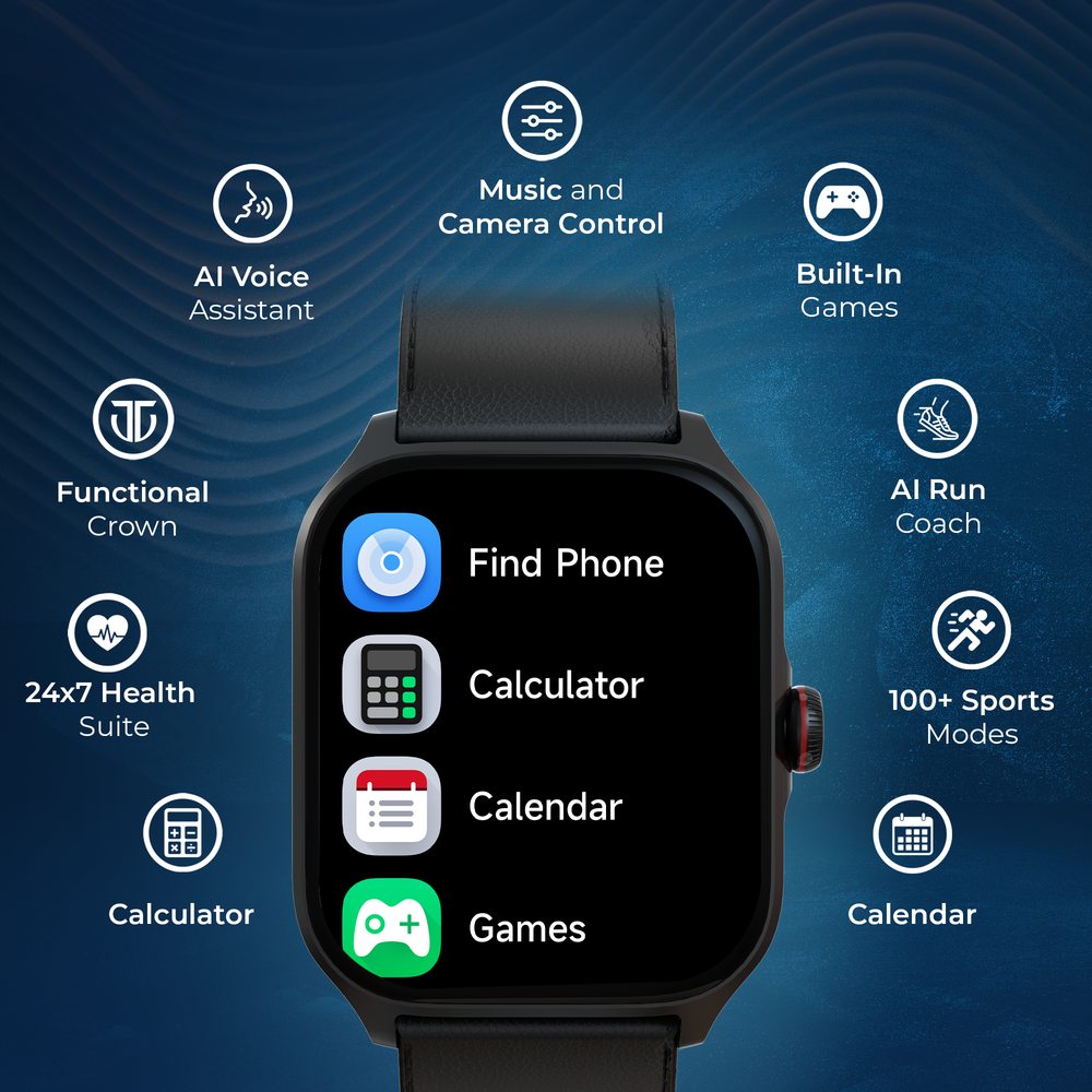 Buy Online Titan Zeal with 4.69 cm AMOLED Display with AOD, Functional Crown, BT Calling ...