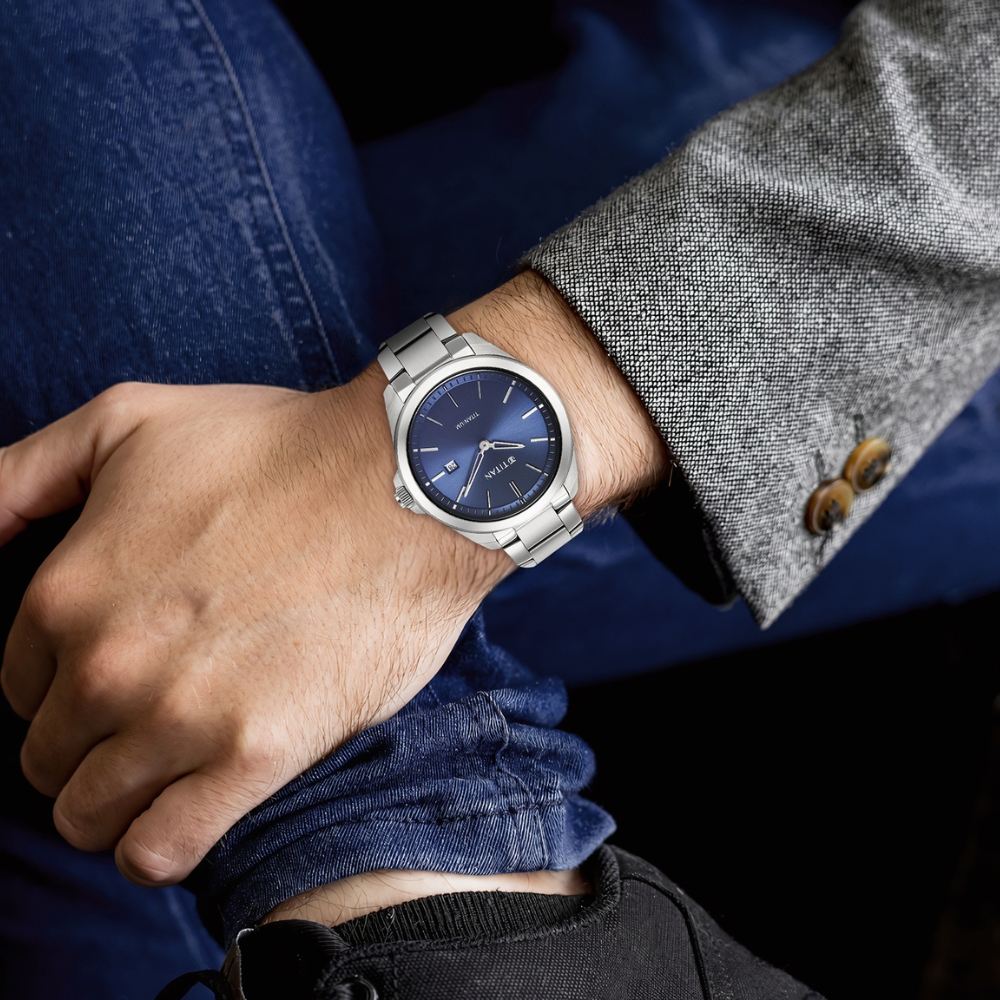 Buy Online Titan Titanium Quartz Analog Blue Dial Titanium Strap Watch ...