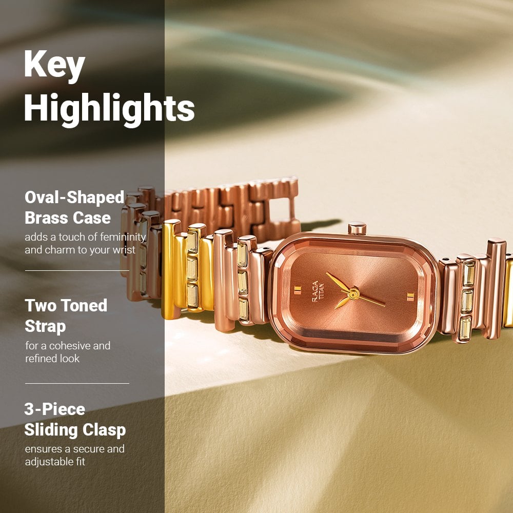 Buy Online Titan Raga Love All Rose Gold Dial Analog Metal Strap Watch ...