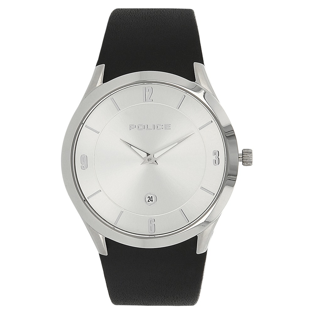 Buy Online Police Quartz Analog Silver Dial Leather Strap Watch for Men ...