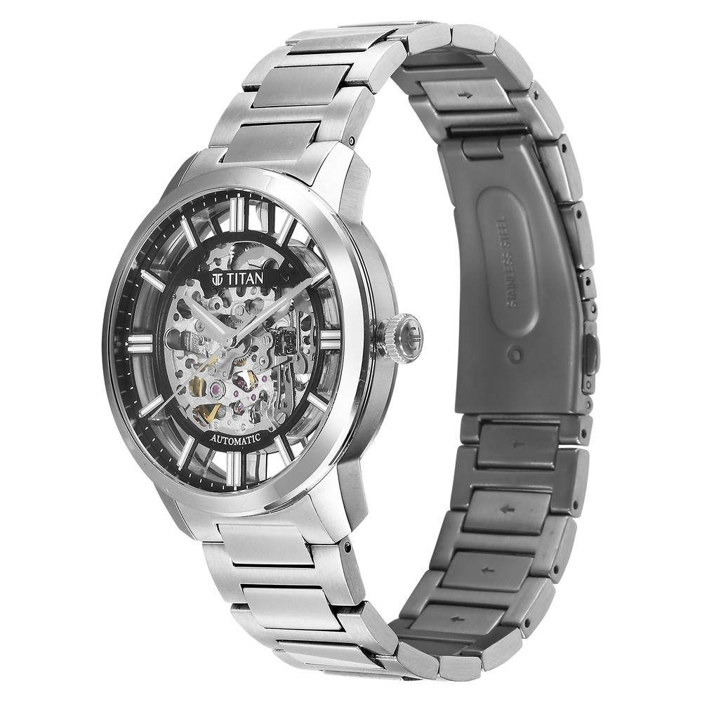 Buy Online Titan See-Through Skeletal Automatic Analog with Black Dial ...
