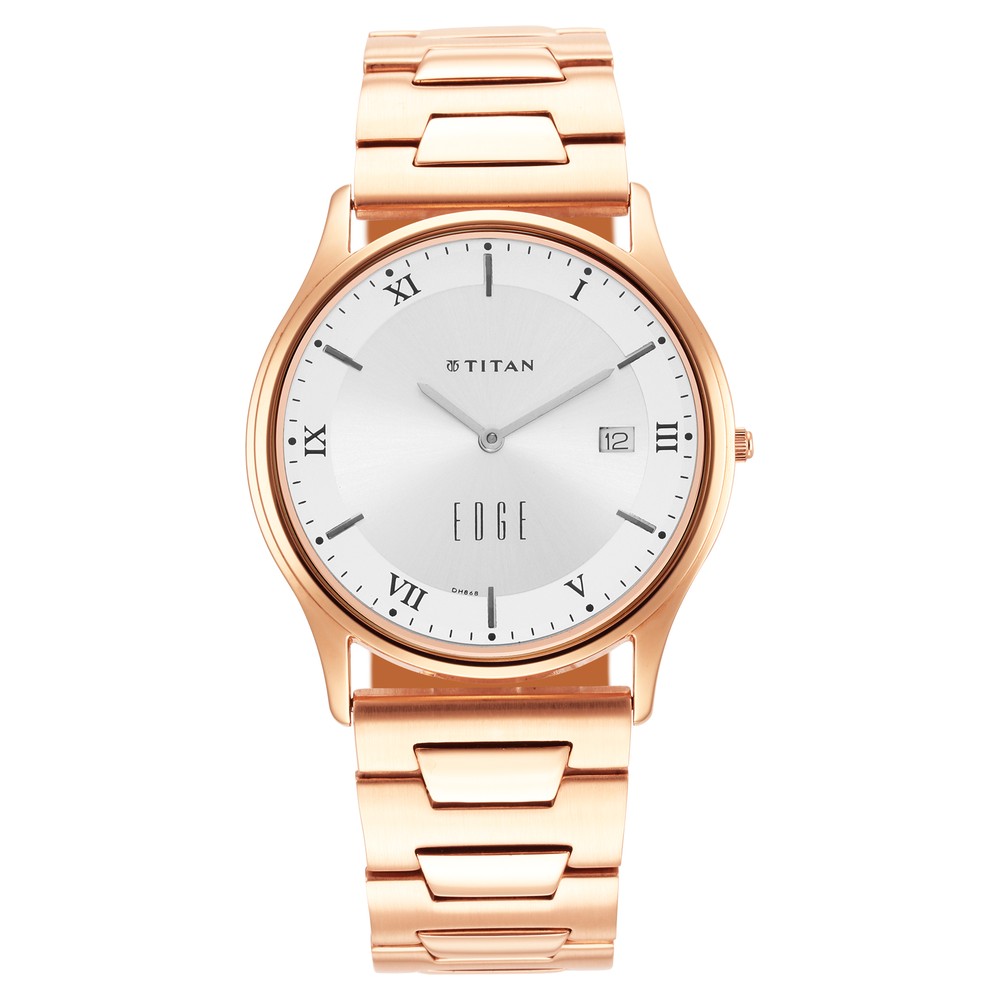 Buy Online Titan Edge Quartz Analog White Dial Rose Gold Stainless ...