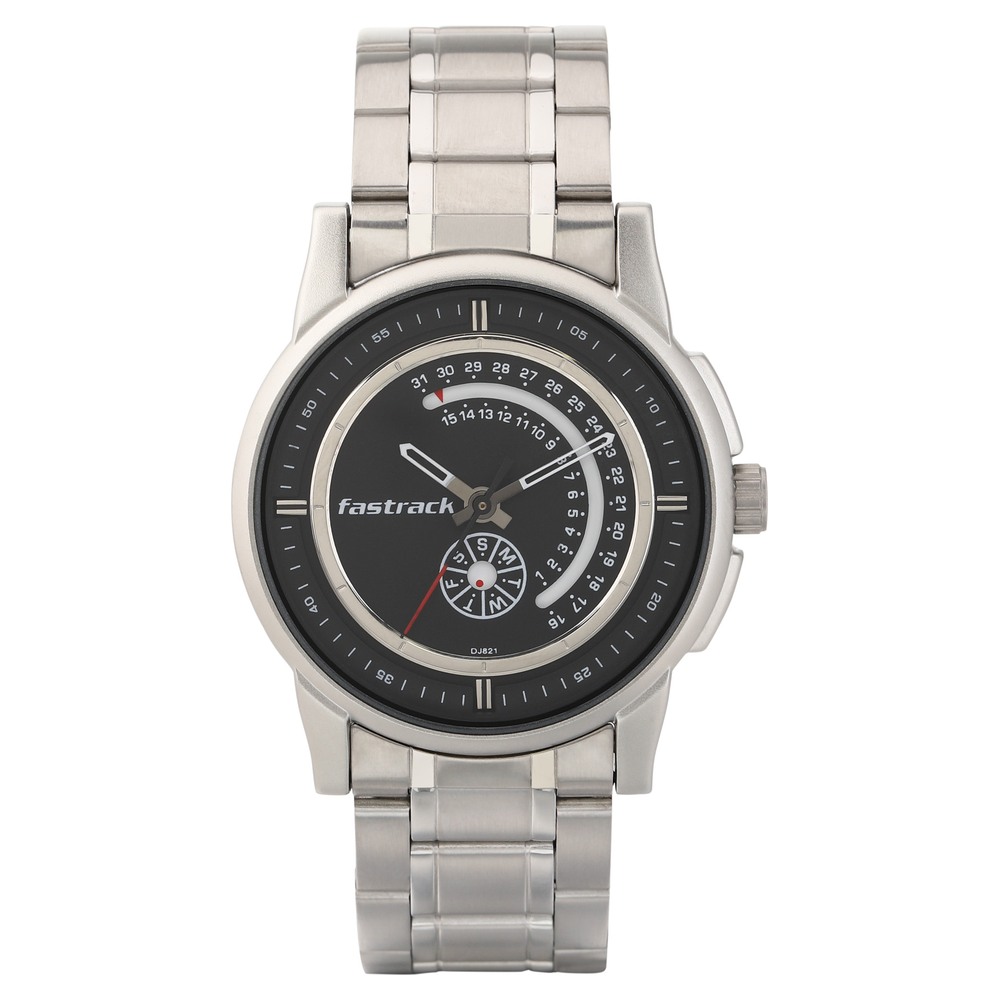Buy Online Fastrack Go Skate Quartz Analog with Day and Date Black Dial ...