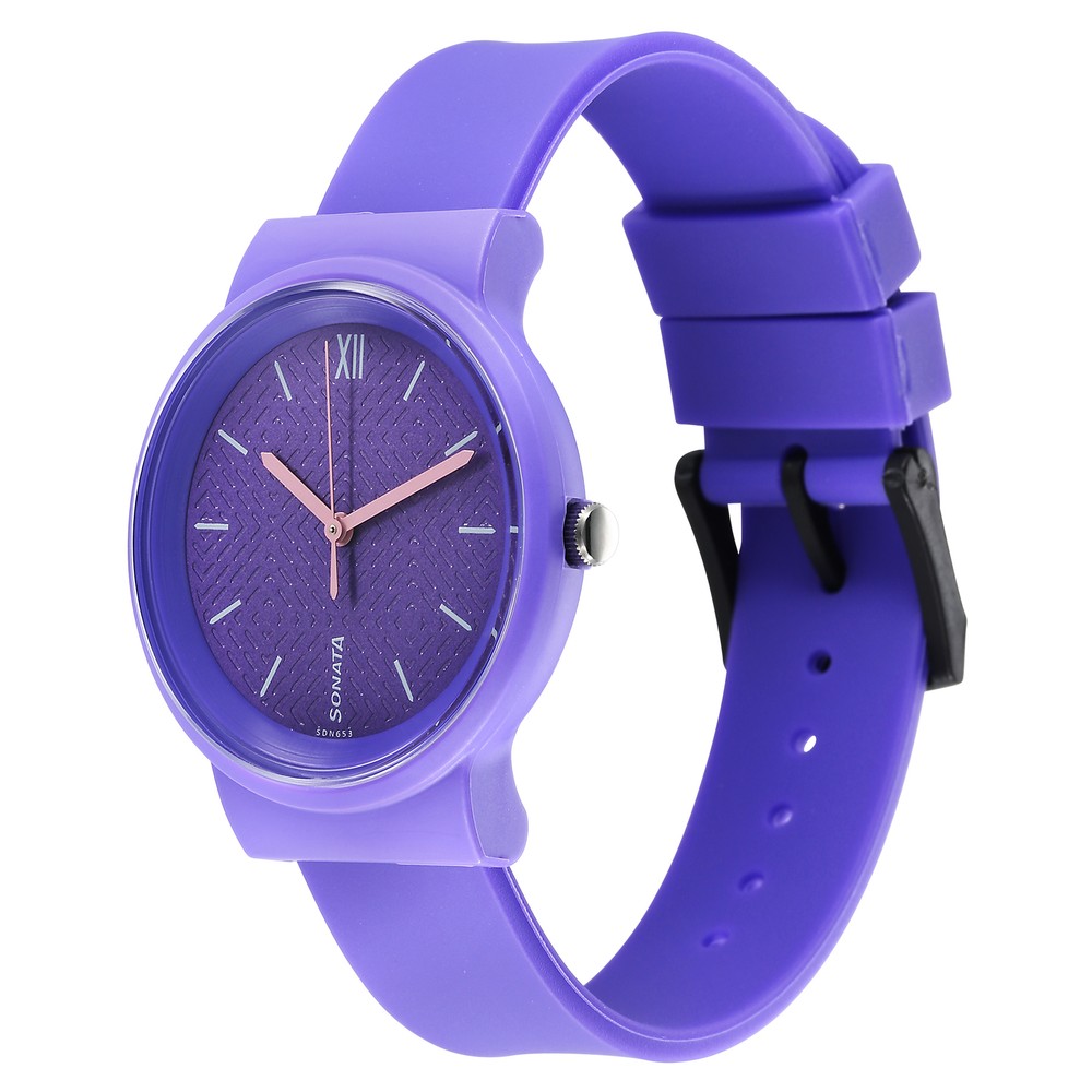 Buy Online Sonata Splash Quartz Analog Purple Dial Plastic Strap Watch ...
