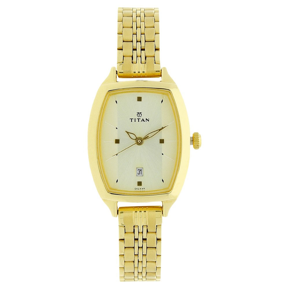 Buy Online Titan Karishma Champagne Dial Women Watch With Stainless ...