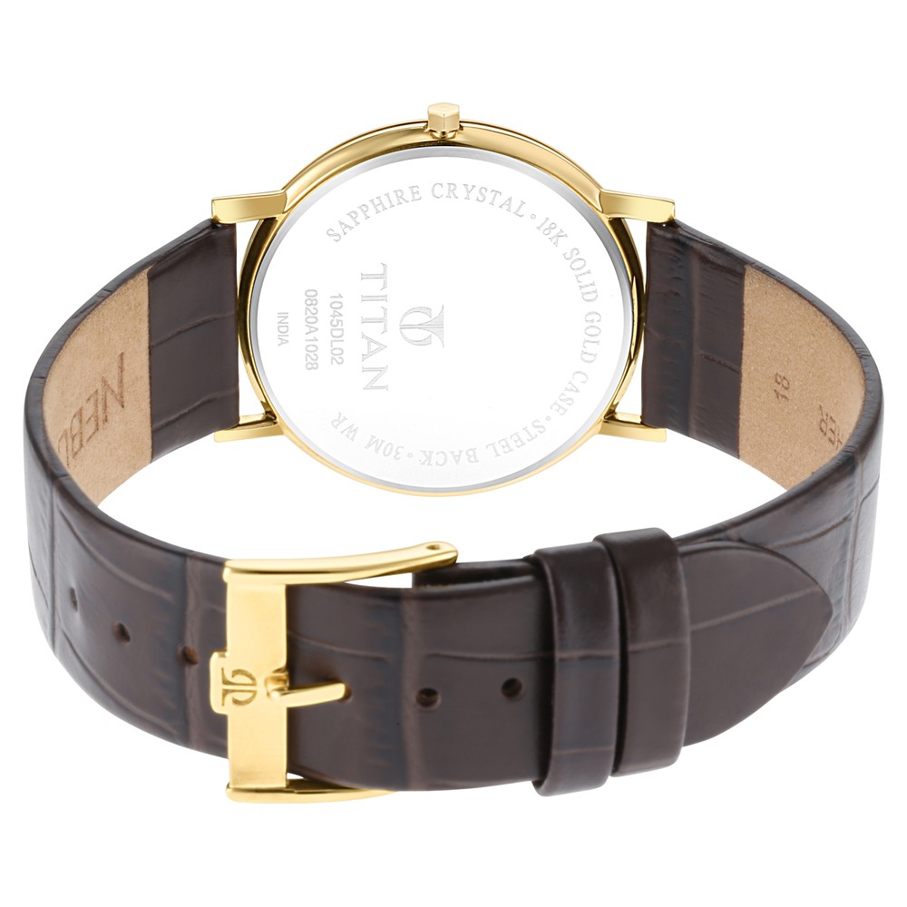Buy Online Titan Nebula Vintage 18k Gold Analog Leather Strap Watch for ...
