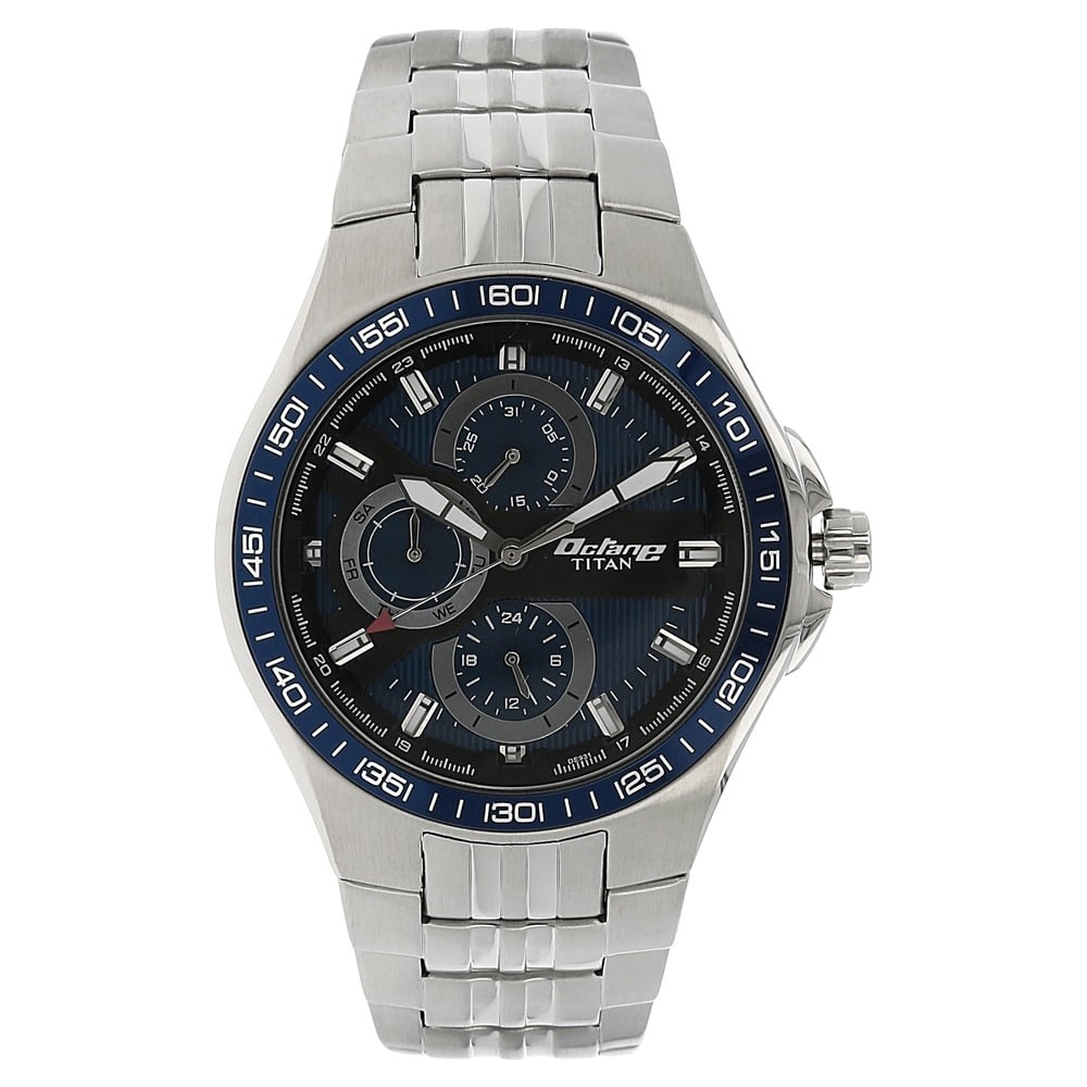 Buy Online Titan Quartz Multifunction Blue Dial Stainless Steel Strap ...