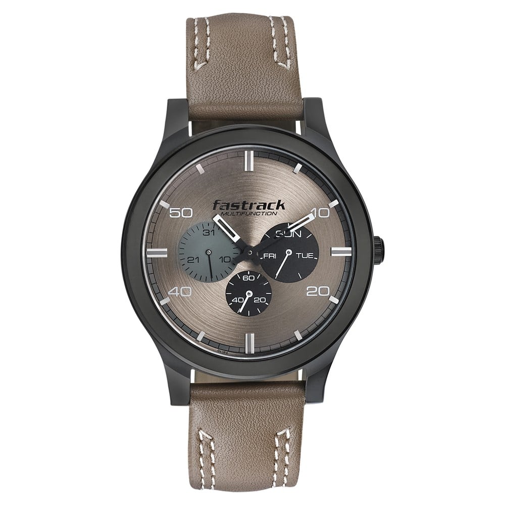 Buy Online Fastrack Dial It Up Quartz Multifunction Beige Dial Leather ...