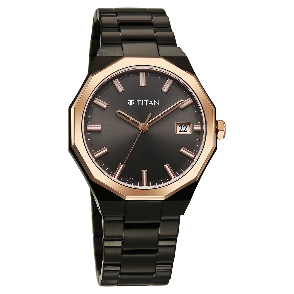 Buy Online Titan Regalia Dodecagon Quartz Analog with Date Grey Dial ...