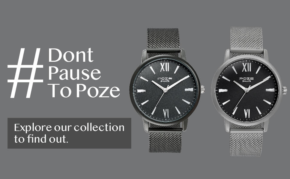 Buy Online Sonata Poze Quartz Analog Black Dial Mesh Strap Watch for ...