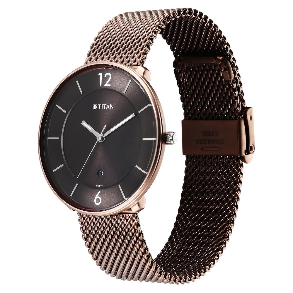 Buy Online Titan Neo Splash Quartz Analog with Date Brown Dial ...