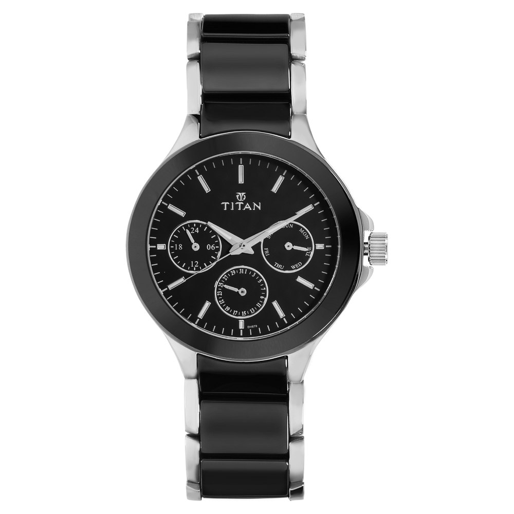 Buy Online Titan Ceramics Black Dial Quartz Multifunction Stainless ...
