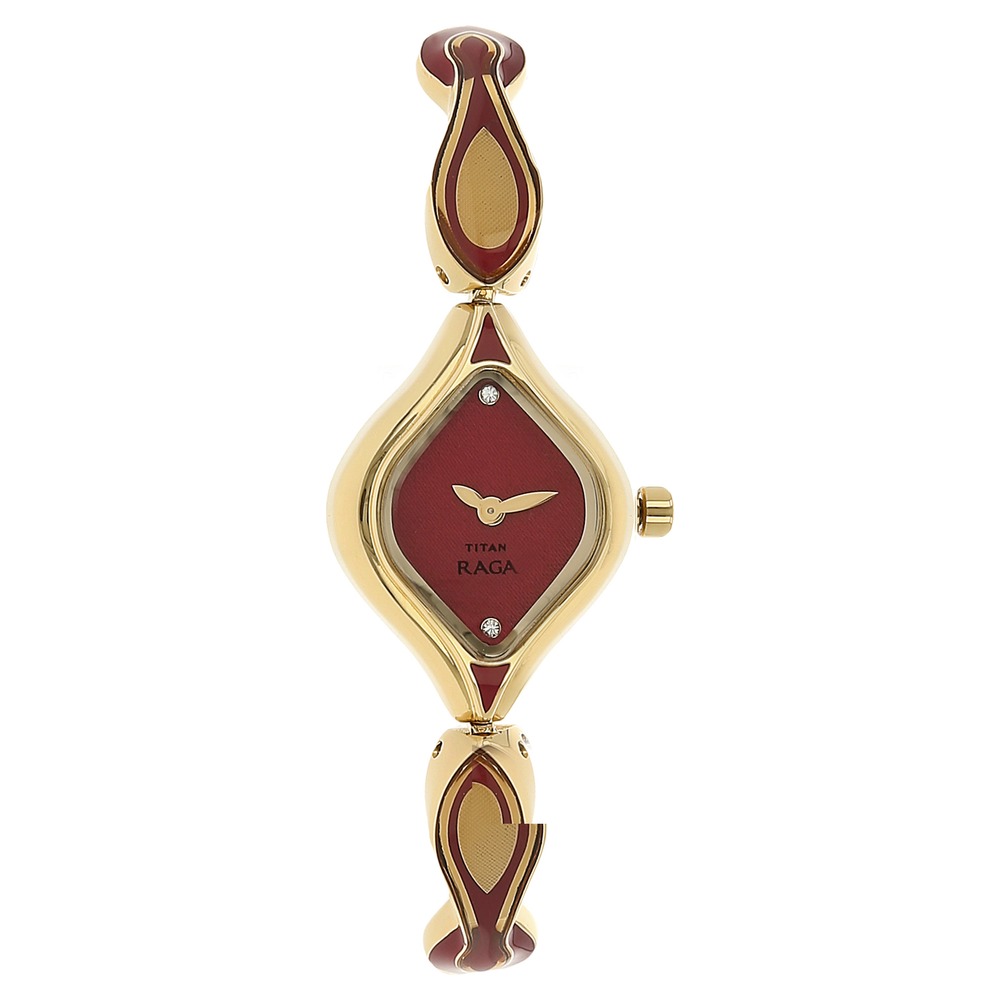 Buy Online Titan Raga Red Dial Analog Metal Strap watch for Women ...