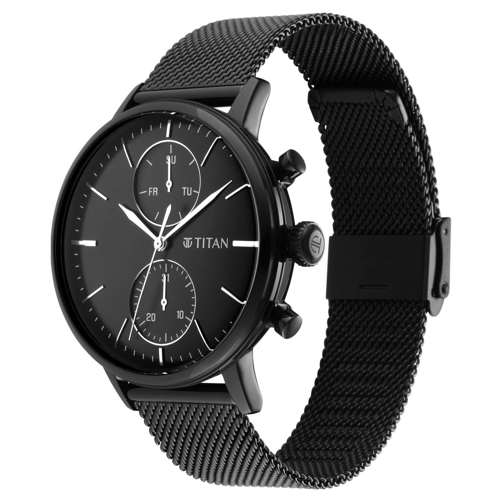 Buy Online Titan Light Leathers Black Dial Quartz Multifunction ...