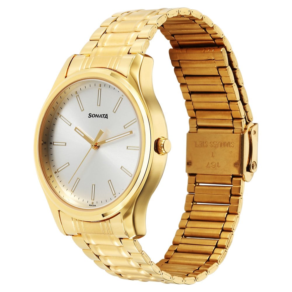 Buy Online Sonata Traditional Essentials Quartz Analog Silver Dial ...