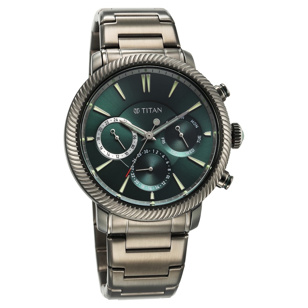 Buy Online Titan Stellar Quartz Multifunction Green Dial Stainless ...